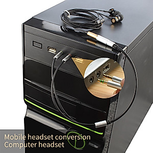 Headphone Y Cable Splitter Adapter for Computer 3.5mm Female to 2 Dual 3.5mm Male Gold-Plated Corrosion-Resistant Audio Mic Y Cable for Headset Connecting to PC，Audio Connector for PC (35CM, Silver)