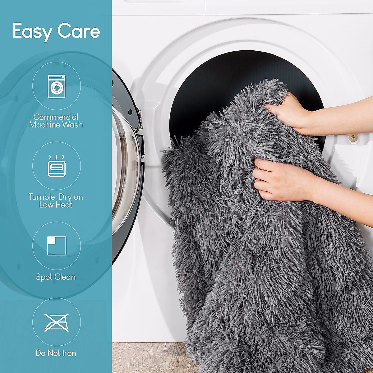 Cottonblue Faux Fur Reversible Sherpa Weighted Blanket 15lbs,Luxury Snugly Long Fur Warm Heavy Blanket 60x80 inches,Super Soft Fuzzy Fleece Blanket for Cold Days,Gray