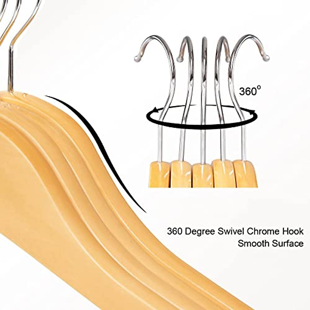 Niza Wooden Hangers 20 Pack Wood Coat Hangers for Closet Premium Quality Heavy-Duty Hangers Wood Hangers for Coat Suit Hangers Clothes Hanger with 360° Rotation Hook