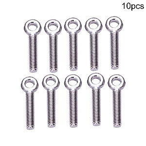 Heyiarbeit M6 x 30mm Machinery Shoulder Swing Lifting Eye Bolt 304 Stainless Steel Metric Thread 10pcs