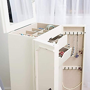 Hives and Honey Cabby Fully Locking Jewelry Armoire, WHITE