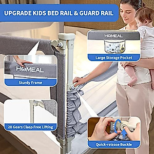 HOMEAL Bed Rail for Toddlers, Extra Tall Toddler Bed Rails, Baby Bed Rail Guard, Infant Safety Bed Guardrail, Bed Safety Rail fits Twin, Queen & King Size Mattress (Grey, 78.7",1 Piece)