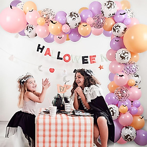 Halloween Balloon Arch Garland Kit, 122Pcs Pink Purple Ghost Halloween Balloons Arch with Wall Stickers Halloween Decorations for Halloween Baby Shower Decorations Halloween Day Decorations