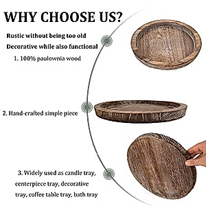 ICAROOM Rustic Wooden Serving Tray - Round Wood for Coffee Table, Candle Holder Home Decor, Small Tray, Decorative Trays Decor (8.07 in / 20.5 cm)