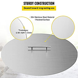 VBENLEM Fire Pit Lid Round 20 Inch Fire Pit Ring Lid 1.5 mm Thick 304 Stainless Steel Fire Pit Burner Cover for Round Patio Fire Pit