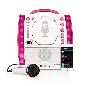 Singing Machine SML343BTP Portable CDG + Bluetooth Karaoke System with LED Disco Lights and Microphone