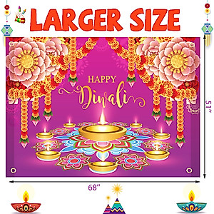 Diwali Backdrop Decorations for Home Large Happy Diwali Banner Diwali Backdrops for Wall Happy Diwali Backdrop for Indian Festival of Lights Party Decorations Background Decor