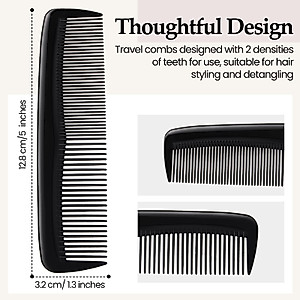300 Pieces Hair Combs Bulk Styling Comb Set for Women Men Reusable Pocket Small Plastic Comb Fine Dressing Comb for Travel, Hotel, Homeless, Nursing Home, Charity, 5 Inch (Black)