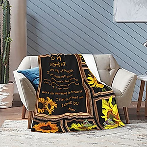 Golden Sunflower Frame Letter to Daughter Throw Blanket Gifts for Daughters from Mothers Daughter Birthday Gifts Blanket Daughter Blanket