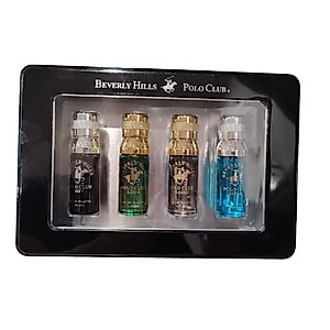 Beverly Hills Polo Club Men's Collection 4-Cologne Gift Set with Deluxe Tin Gift Box (Colognes may vary)