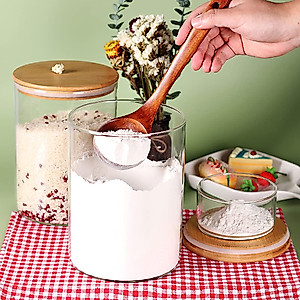 CZFWin Glass Flour Container with Airtight Bamboo Lid, Large Glass Food Jar with Wooden Lid for Storage Flour, Sugar, Cookies, Rice, Coffee Beans and etc (3L)