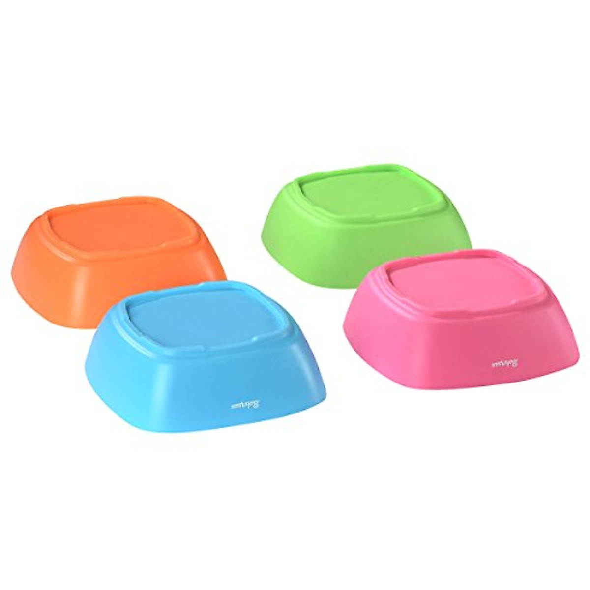 Bakerpan Silicone Toddler Square Feeding bowl, Set of 4 (Multi)