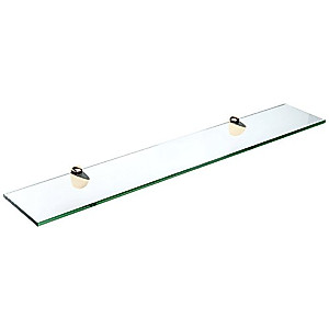 Spancraft Glass Peacock Glass Shelf, Brass, 8 x 24