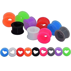 Oyaface 18 PC Tunnel Soft Silicone Flesh Plug Heart Tunnel Flexible Ear Stretching Gauge Expander 6mm