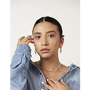 Barzel 18K Gold Plated Symmetrical Drop Chain Earrings for Women - Made in Brazil