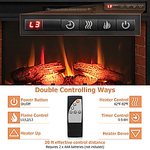 ORALNER Electric Fireplace Insert 26 Inch, Recessed Freetanding Fireplace Heater w/ 4 Adjustable Brightness Levels, Remote & 6H Timer, Overheat Protection, 1400W Fireplace Insert for TV Stand, Black