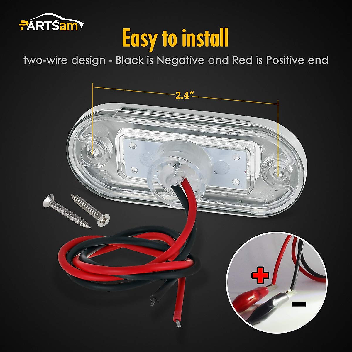 Partsam 4pcs 3" LED Oblong Stainless Courtesy Light Submersible Yacht Marine Boat Deck Lights, Walkways Step storage Led Interior Exterior courtesy Lights lighting, Suface Mount, 12V