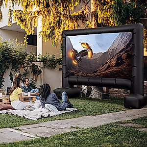 Tangkula 15 FT Inflatable Projector Screen, Blow Up Mega Movie Screen with Air Blower, Storage Bag, Ground Stakes, Easy Set up, Front & Rear Projection for Home Theater Backyard Outdoors