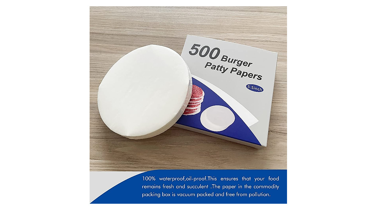 Burger Patty Paper 5.5 Inch Set of 500 - Non-Stick Hamburger Sheets