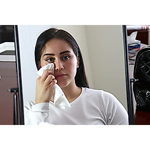 Arkwright Microfiber Makeup Remover Cloths - Reusable Makeup Towel in a Tissue Box Dispenser, 25 Facial Cleansing Towels for Bathroom, 9 x 9 in, White