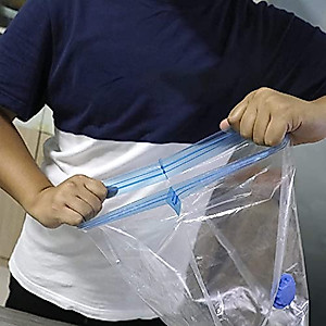 amhomel Vacuum Storage Bag (3 Jumbo, 3 Large, 3 Medium, 3 Small) Ziplock Space Saver Sealer Bags, Air Tight Compression Organizers for Pillows Clothes Blankets Comforters with Hand Pump - 12 Combo