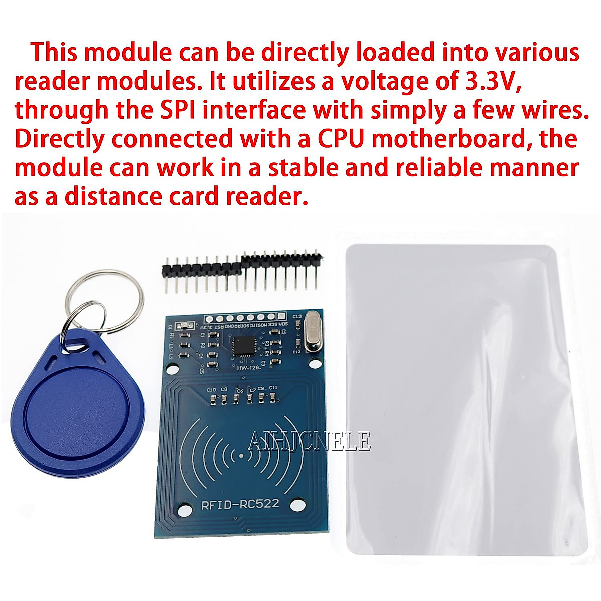 AIHJCNELE 2pcs RFID Kit Mifare RC522 Module IC Card Reader Read Proximity Sensor with S50 Blank Card Key Ring Dupont Cable for Arduino Raspberry MFRC-522 Automatic Door Module Access Cntrol Switch
