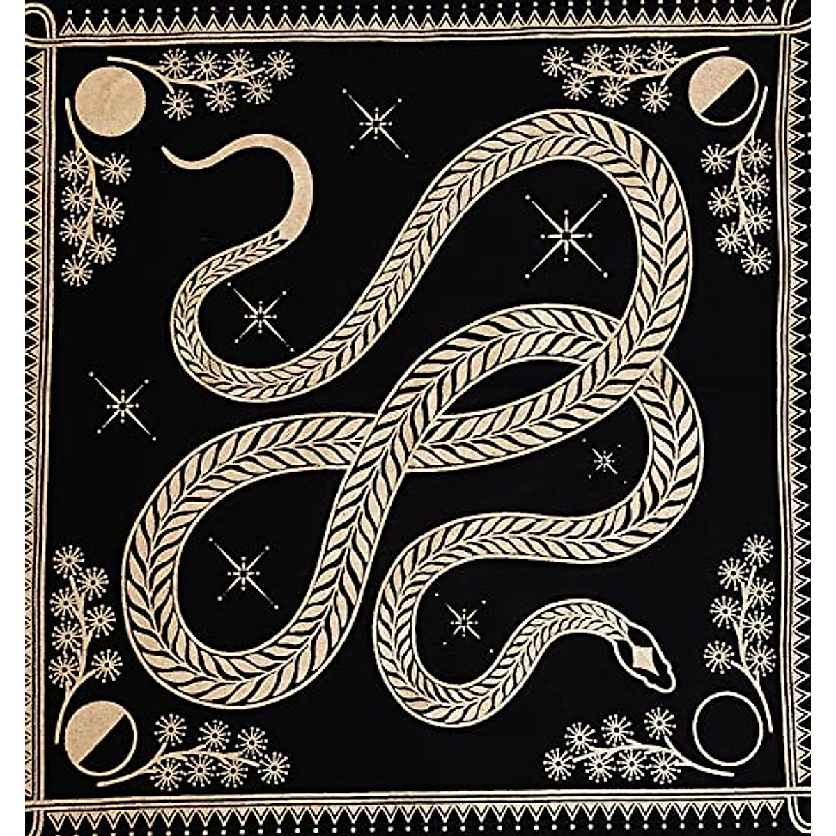 ASAV Tarot Altar Cloth Golden Snake Dragon Table Napkin Cloth Witchery Supplies Home Decor Wall Art Spiritual Witchcraft Square (18x18 Inches (46x46 Cm))