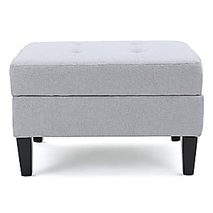 Christopher Knight Home Zahra Fabric Storage Ottoman, Light Grey