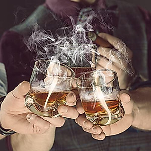 Cocktail Whiskey Smoker Kit with Torch, Old Fashioned Bourbon with 4 Flavored Smoking Wood Chips, Drink Smoker Infuser Kit Gifts for Cocktail Lovers, Men, Dad, Husband, Boss, boyfriend (No Butane)