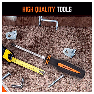 HORUSDY 10-Pieces Magnetic Screwdriver Set, 4 Phillips and 5 Flat Head Tips Screwdriver for Fastening and Loosening Seized Screws