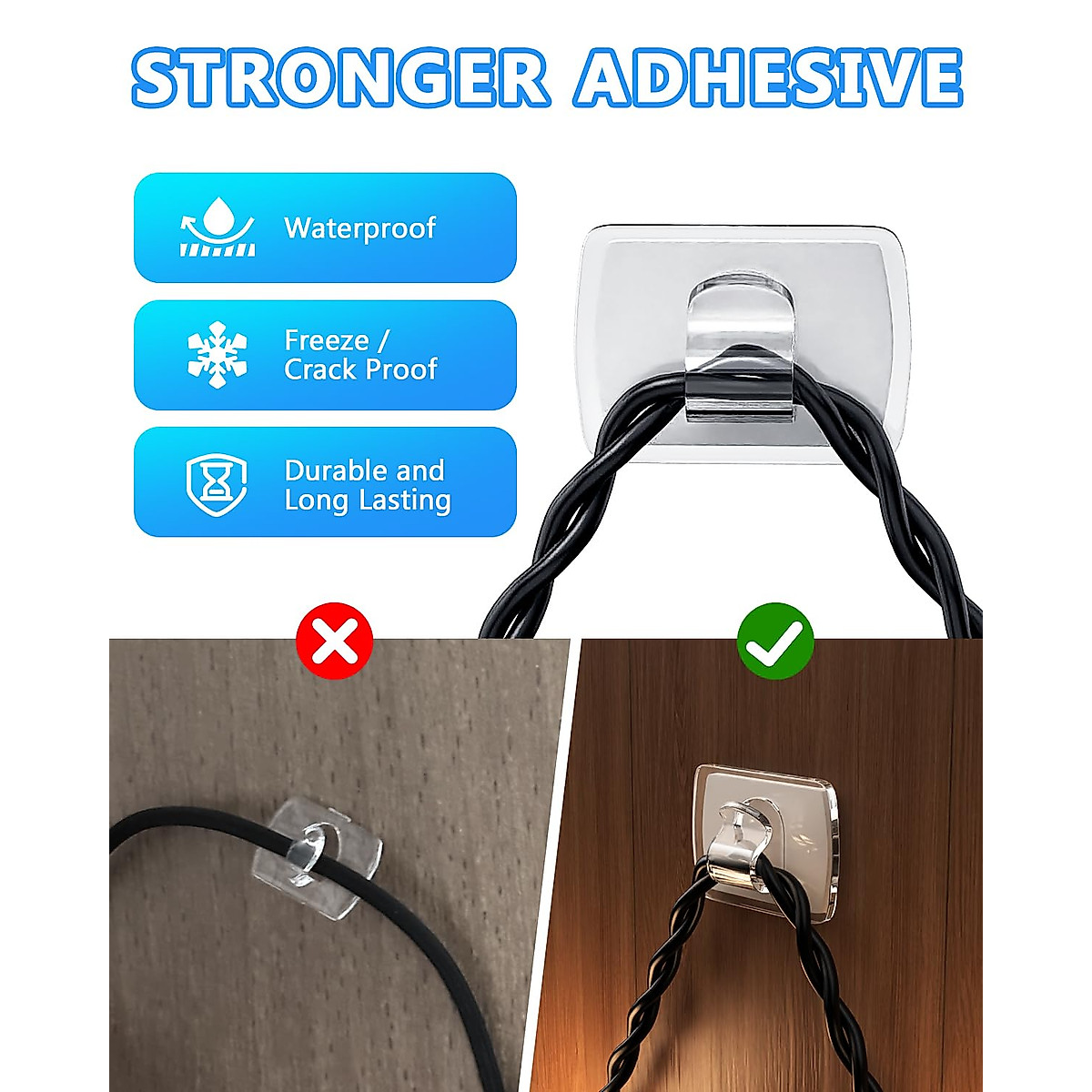 ispneay Mini Light Clips Small Adhesive Hooks: Indoor 100 Clear Mini Clips and 110 Strips for Hanging - Tiny Decorative Wall Hooks for Lights - Christmas Decorations Halloween Decor Small Hooks