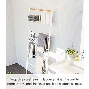YAMAZAKI home Tower Leaning Ladder With Shelf White