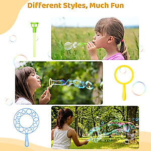 B bangcool Bubble Wands Set of 17, Bubble Making Toys with Trays, Big Bubble Wand Toys for Kids Adults, Dinosaur Shark Bubble Wands, Summer Outdoor Game Party Favors