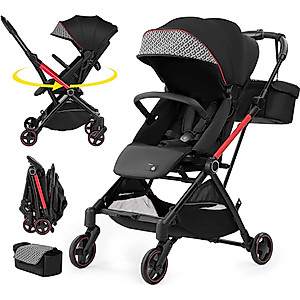 RoyalBaby Lightweight Baby Stroller w/ Compact Fold Travel Stroller Design, Plane-Friendly Stroller for Toddlers & Infants, Oversize Canopy & Visor