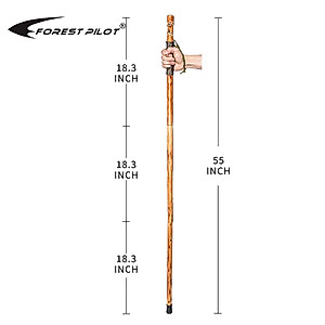 FOREST PILOT 3 Piece Detachable Fir Wood Walking Stick Eagle Carving with a Compass(Nature Color, 55 Inches, 1 Piece)…