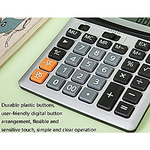 Dual Power Scientific Calculator, Metal Panel 12-Digit Large-Screen Calculator, Suitable for Student Financial Accounting Calculators