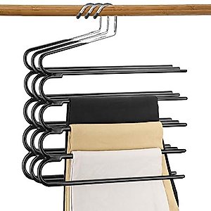 DOIOWN Pants Organizer Hangers Multi-Layer Jeans Trouser Hanger Space Saving Open –Ended Clothes Hangers Non Slip Closet Storage Organizer for Jeans Towels Scarves (3)