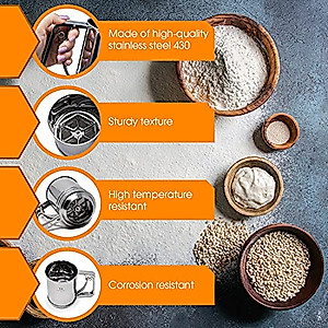 Cook Army Flour Sifter for Baking, 3 Cup Flour Sifter Stainless Steel, Double-layer Baking Sifter, Powdered Sugar Sifter, Great Baking Sifters for all Baking Flour and Powdered sugar, Flour Strainer
