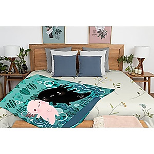 Avalokitesvara Cute Axolotl Flannel Blanket,Throw Soft Warm Fluffy Plush,Lightweight Microfiber for Bed Couch Chair Living Room 50x40 Inch for Kid