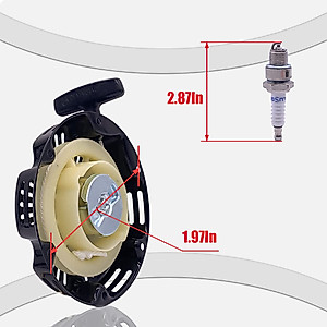 Pull Start Recoil Starter for Coleman CK100-S CT100U CC100X Mini Bike SK100 Go-Kart 97cc 2.8 HP MM-B80 Mini Bike with Spark Plug