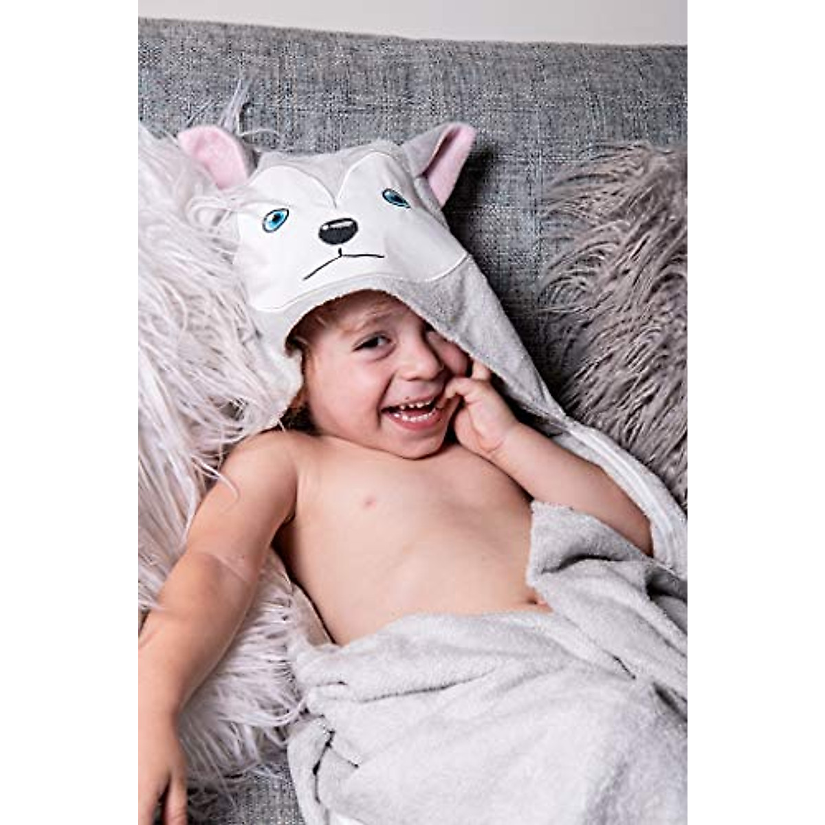 BabyZor Extra Soft Baby Hooded Bath Towel & Washcloth Shower Gift Set, Organic Hypoallergenic Bamboo Large Fibers 48x30 | for Newborn, Infant, Toddler & Kids (Grey)