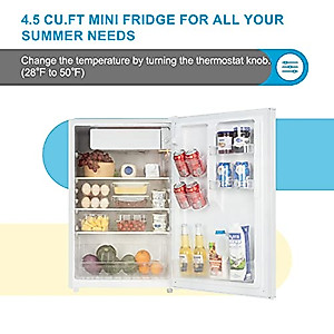 Frestec 4.5 CU' Small Refrigerator, Compact Refrigerator, Mini Fridge, Mini Fridge with Freezer, Door Swing, White (FR 450 WH)