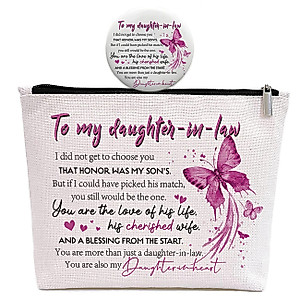 GevGuxLuo Daughter-in-Law Gifts, Makeup Bag Gifts for Daughter-in-Law, Daughter in law Birthday Gifts, Daughter-in-Law Gift for Mothers Day, Birthday, Wedding, Christmas