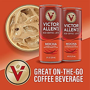 Victor Allen's Coffee Mocha Iced Canned Coffee Latte, 8oz Cans (12 Pack)