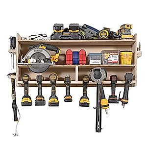 SHEDorize Tool Organizer - Cordless Tool Storage Made with Wood – Perfect Wall Mounted Power Tool Organizer - Great for Garages, Sheds, & Workshops - Fully Assembled (10" D x 40" W x 20" H)
