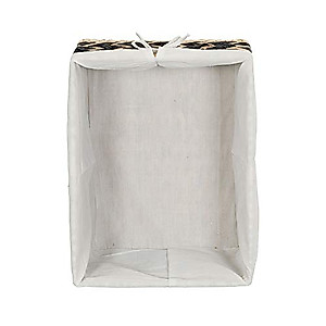 Household Essentials Brown Rectangle Woven Wicker Storage Basket with Liner | Black