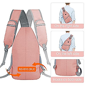ZOMAKE Sling Bag for Women Men:Small Crossbody Sling Backpack - Mini Water Resistant Shoulder Bag Anti Thief Chest Bag Daypack for Travel Hiking Outdoor Sports,Pink(new)