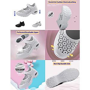 Women's Orthopedic Stretch Air Cushion Mary Jane Shoes Comfy Cloud Pro Cutout Breathe Wedge Running Fashion Sneakers (8,Black)