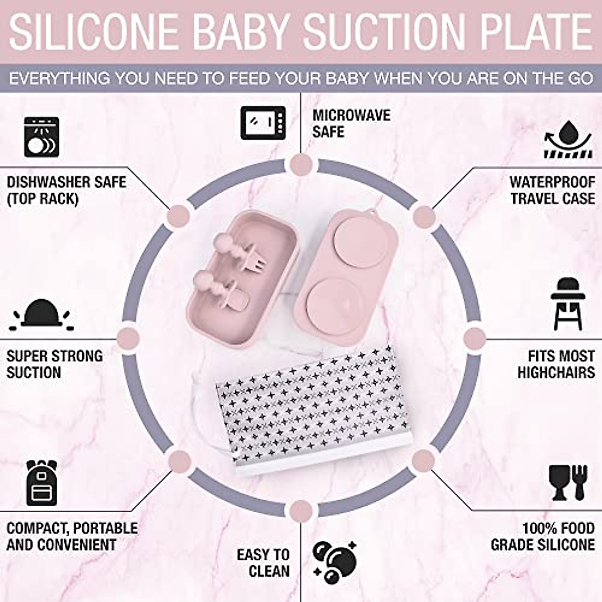 KATORI KIDS Suction Plate for Baby To Go | 5pc Travel Silicone Baby Plate Feeding Set with Travel Bag | Toddler Plate | Baby Travel Essential | Baby Bowl | Platos para Bebes