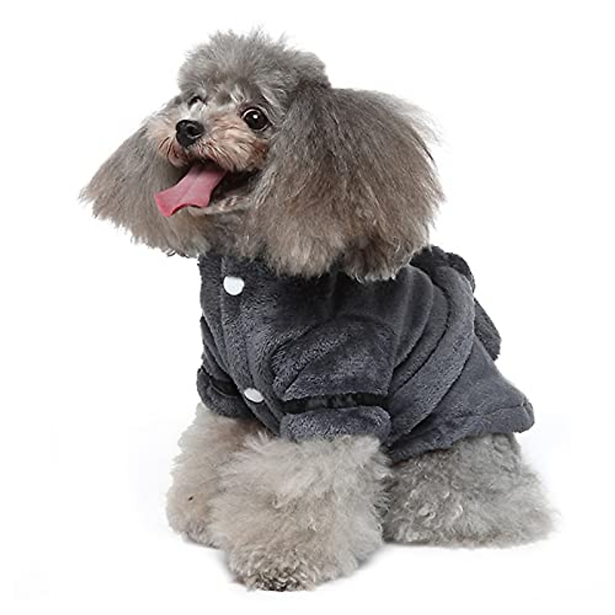 CheeseandU Dog Bathrobe for Small Dogs Winter Luxury Soft Flannel Thickened Hooded Pajamas Quick Drying and Super Absorbent Dog Bath Towel Soft Pet Nightwear for Puppy Small Dogs Cats,Grey